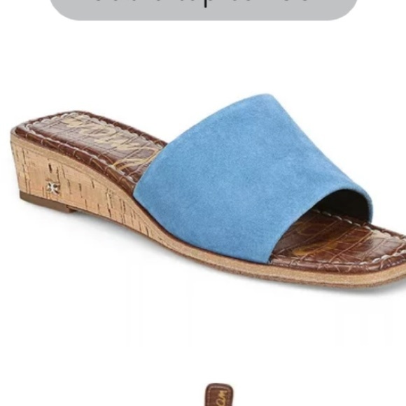 Sam Edelman | Shoes | Sam Edelman Valery Blue Suede Square Toe Wedge ...
